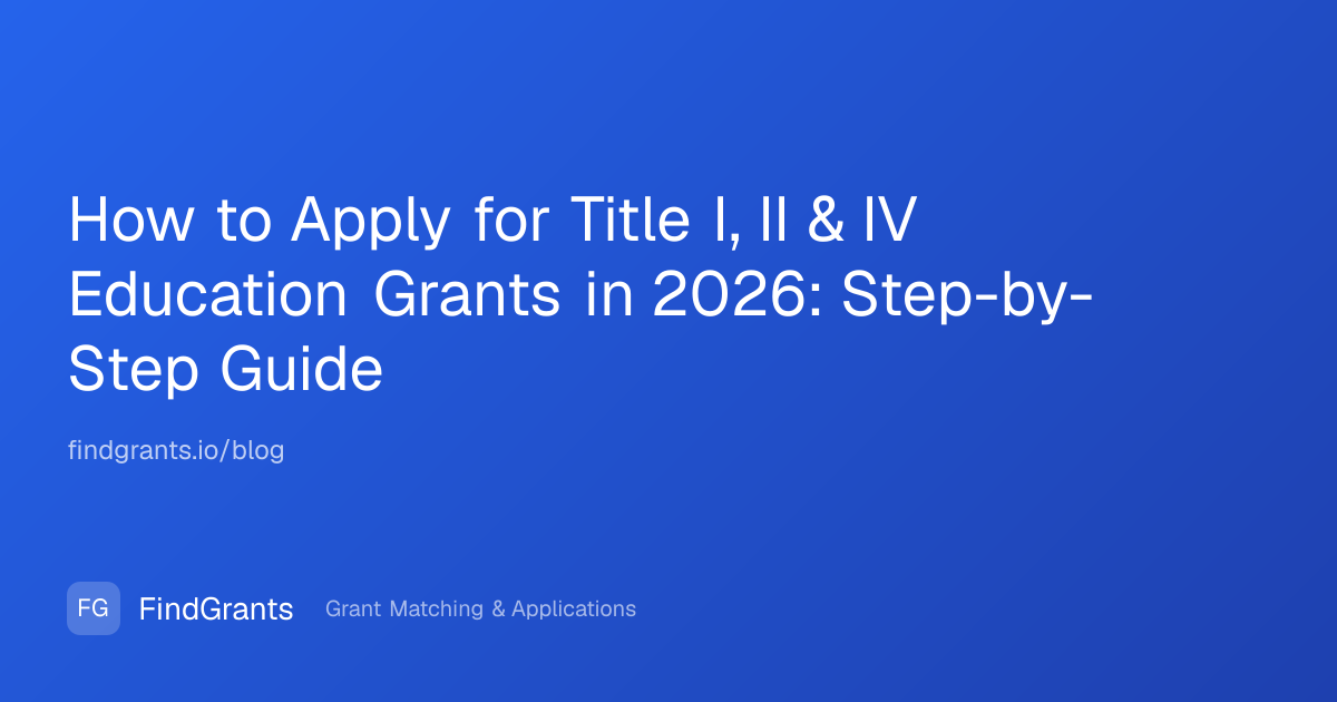 How to Apply for Title I, II & IV Education Grants in 2026: Step-by ...